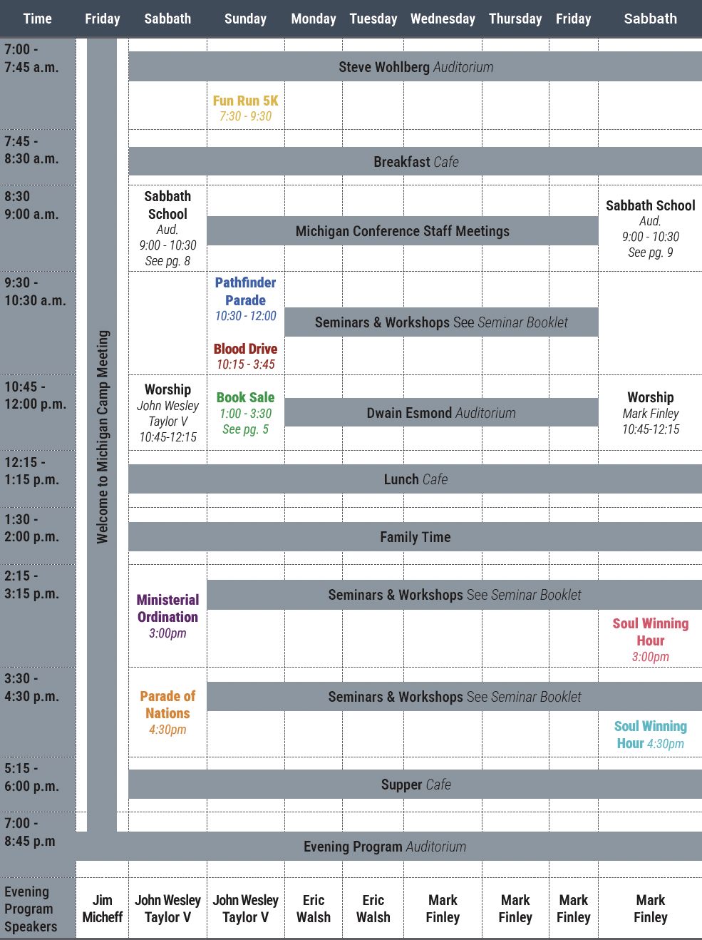 Michigan Conference Summer 2024 Camp Meeting on STR